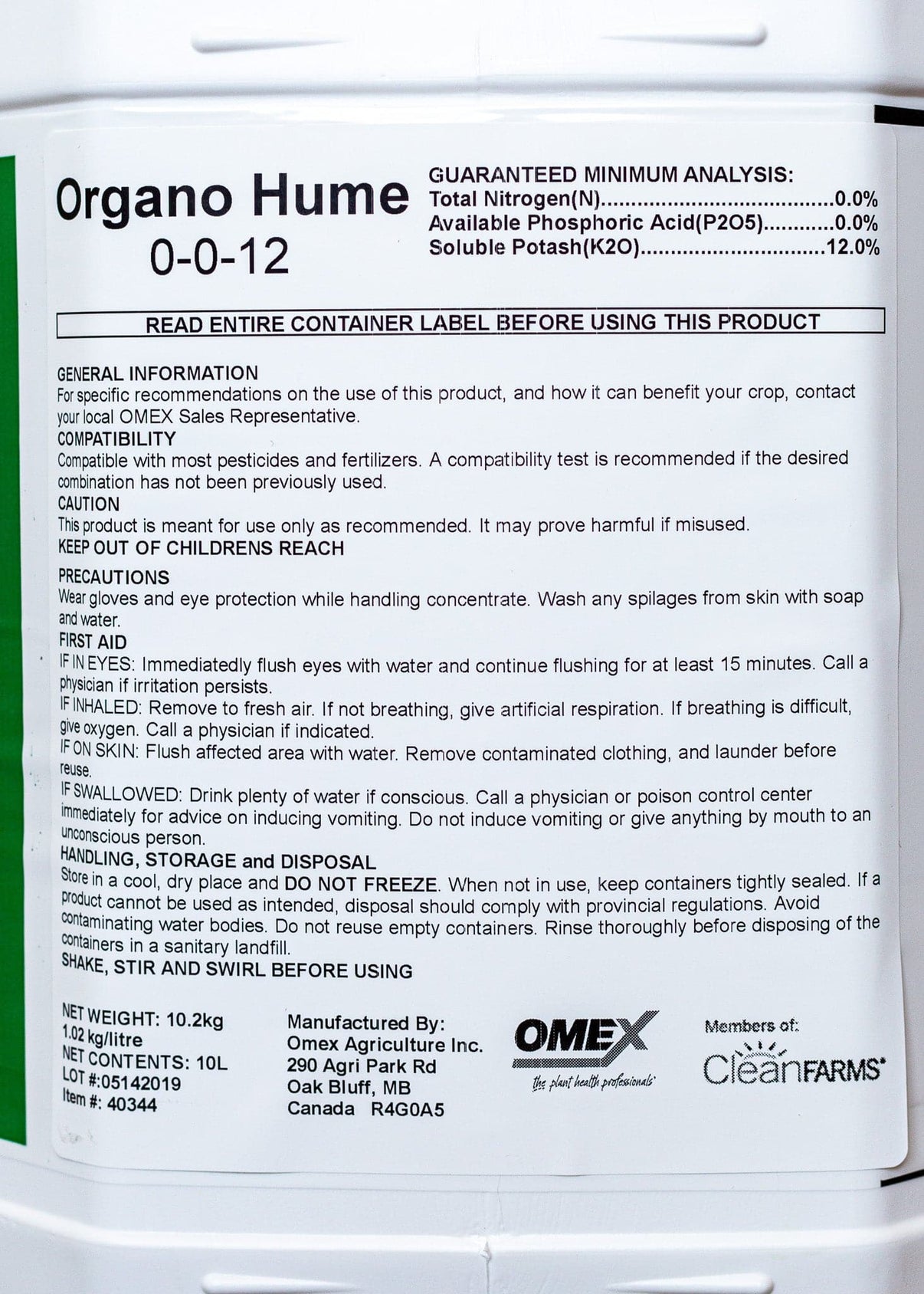 *Organohume (12 % d'acide humique)* - Certifié biologique – Growforge